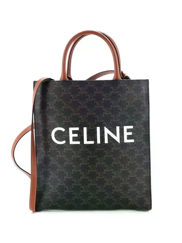 Celine Vertical Cabas Triomphe Coated Canvas Small Tote Bag