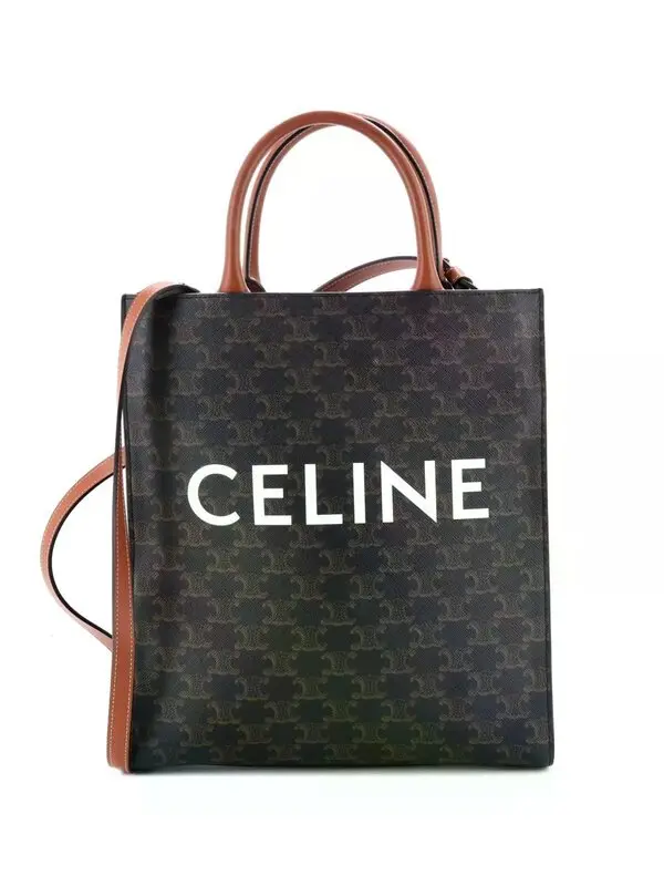 Celine Vertical Cabas Triomphe Coated Canvas Tote Bag - Brown