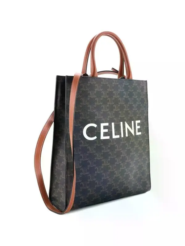 Celine Vertical Cabas Triomphe Coated Canvas Tote Bag - Brown