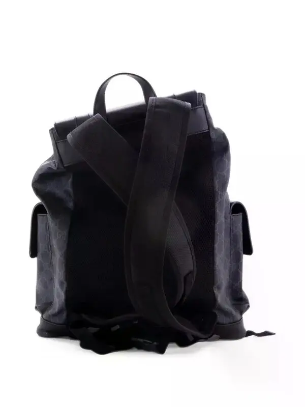 Gucci Double Pocket Buckle Gg Coated Canvas Large Backpack