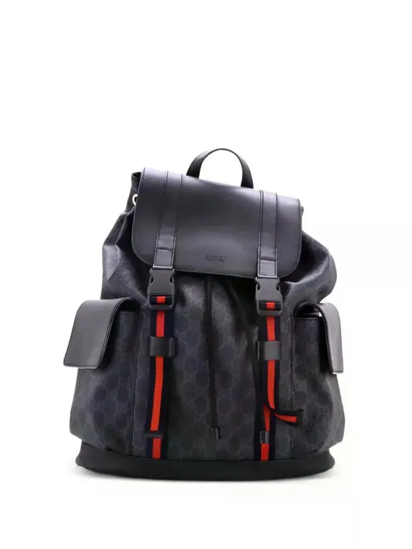 Gucci Gg Coated Canvas Double Pocket Buckle Backpack