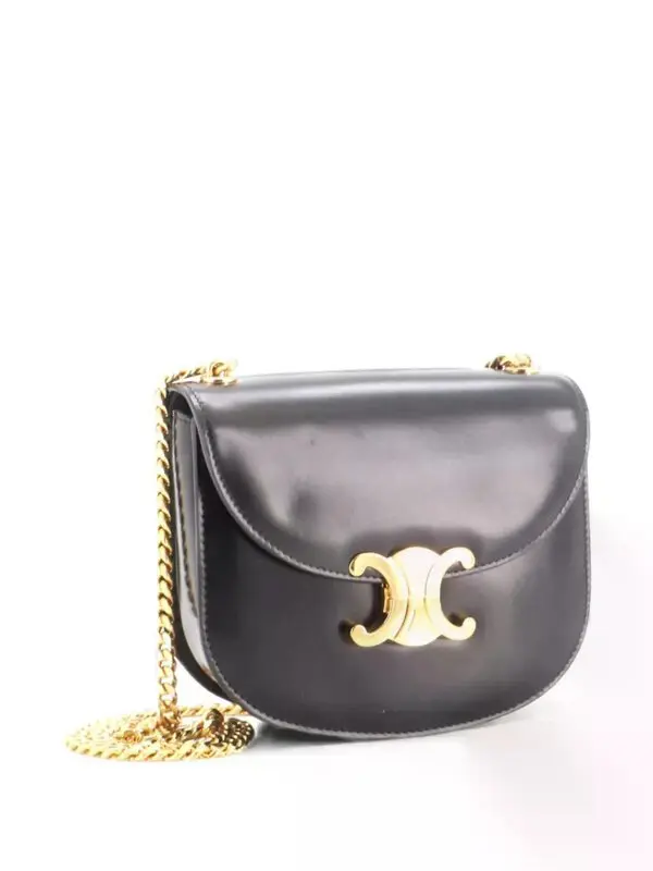 Celine Triomphe Besace Clea Chain Flap Bag Leather Shoulder Bag