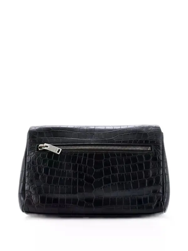 Saint Laurent West Hollywood Crocodile Embossed Leather Small Shoulder Bag - Black