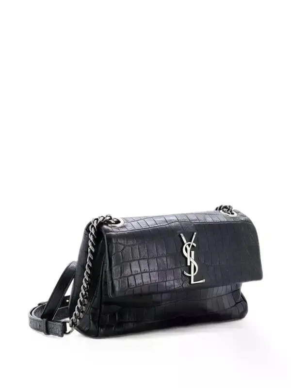 Saint Laurent West Hollywood Crocodile Embossed Leather Small Shoulder Bag