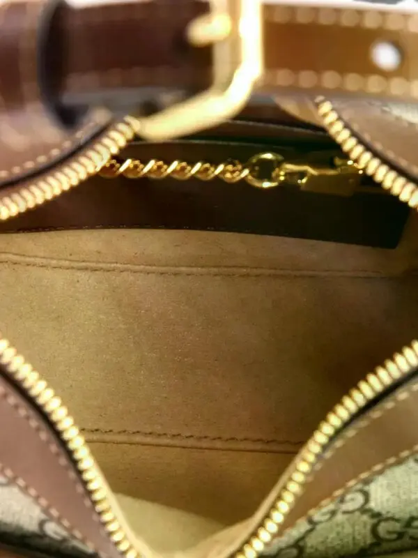 Gucci Interlocking G Patch Half Moon Gg Coated Canvas Mini Hobo Bag