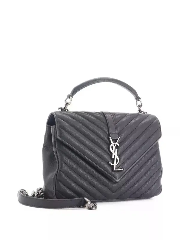 Saint Laurent Medium Monogram College Bag Matelassé Chevron Leather - Black