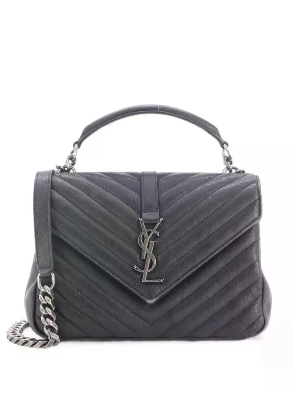 Saint Laurent Medium Monogram College Bag Matelassé Chevron Leather - Black