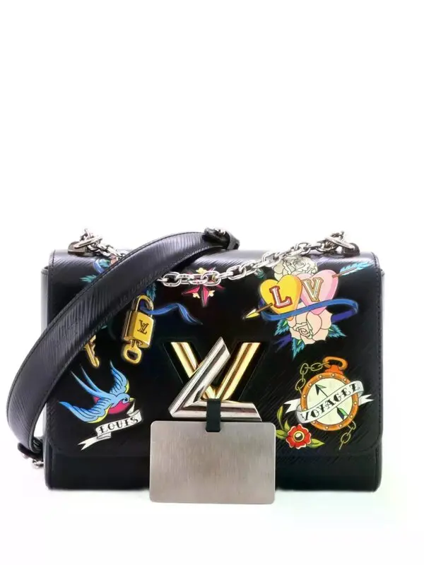 LOUIS VUITTON Twist Handbag Limited Edition Floral Print Epi Leather Mm Crossbody Bag - Black