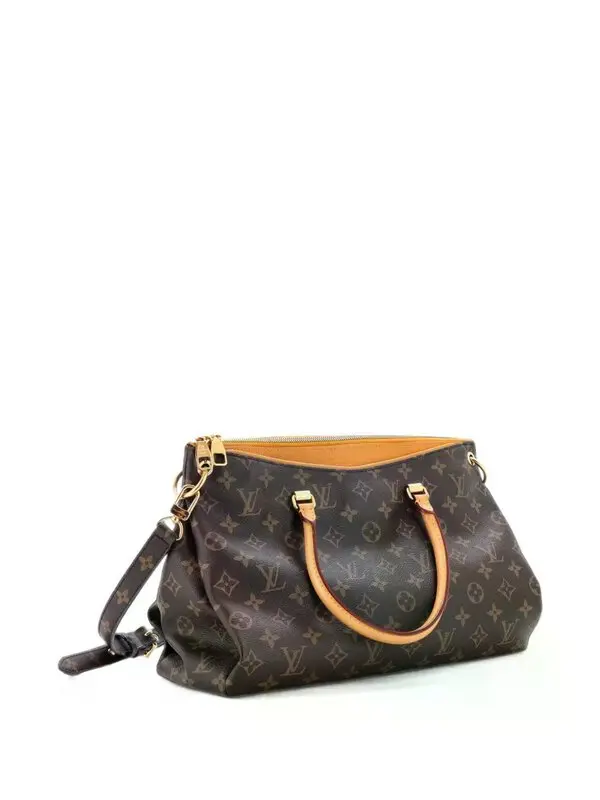 LOUIS VUITTON Monogram Canvas Pallas Tote With Leather Shoulder Bag - Orange