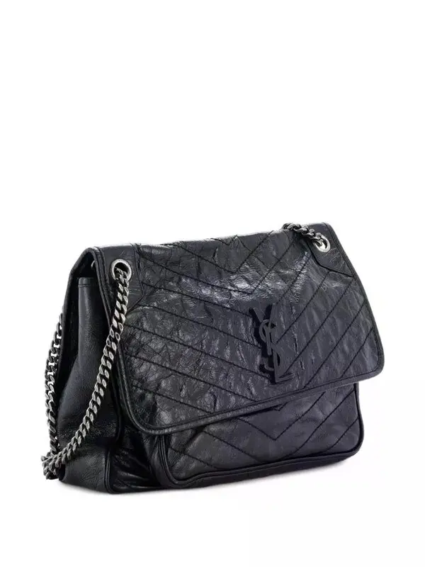 Saint Laurent Niki Chain Flap Bag Matelasse Chevron Leather Large Shoulder Bag