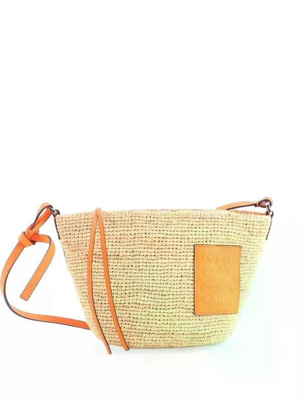 Loewe Pochette Woven Raffia Crossbody Bag - Orange