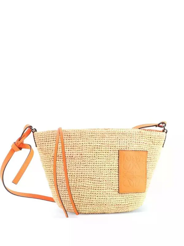 Loewe Pochette Woven Raffia Crossbody Bag - Orange