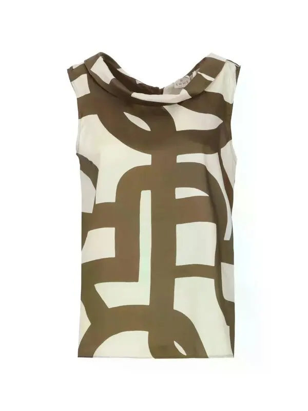 EMME Geometric-print Cowl-neck Top