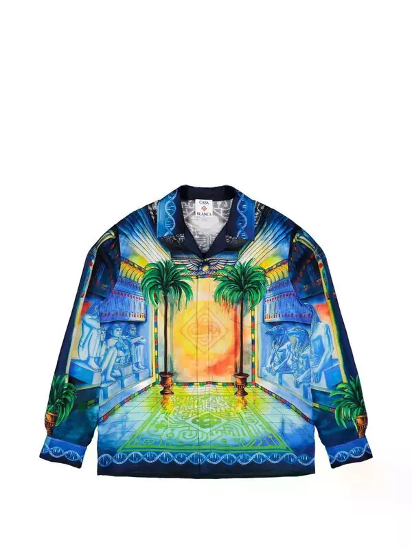 Casablanca Geometrie Sacree Cuban Collar Shirt - Blue
