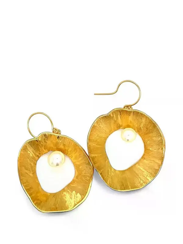 ESIN AKAN Large Sea & Moon Pearl-embellished Cutout Earrings - Gold