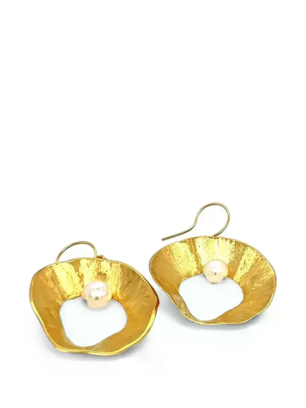 ESIN AKAN Large Sea & Moon Pearl-embellished Cutout Earrings - Gold