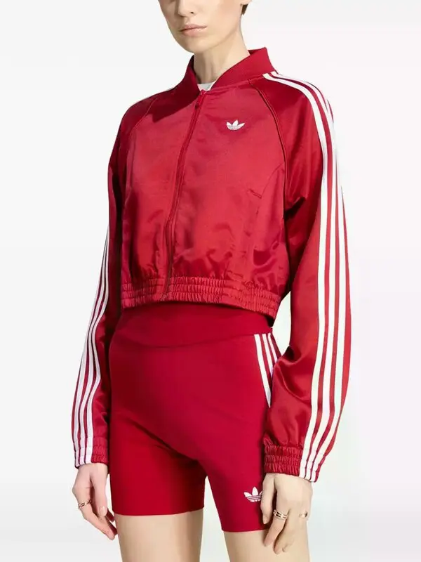 Adidas Satin Sst Side-stripe Bomber Jacket - Red