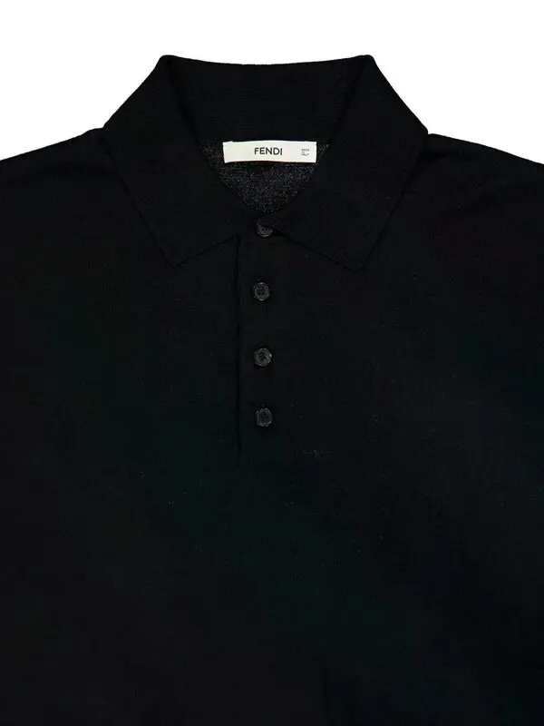 Fendi Fine-knit Wool Polo Shirt - Black