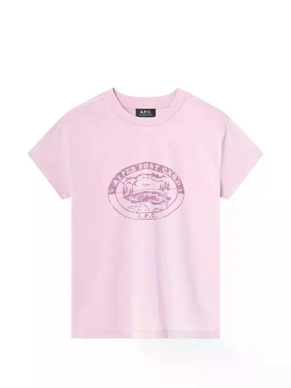 A.p.c. Graphic-print Cotton T-shirt - Pink