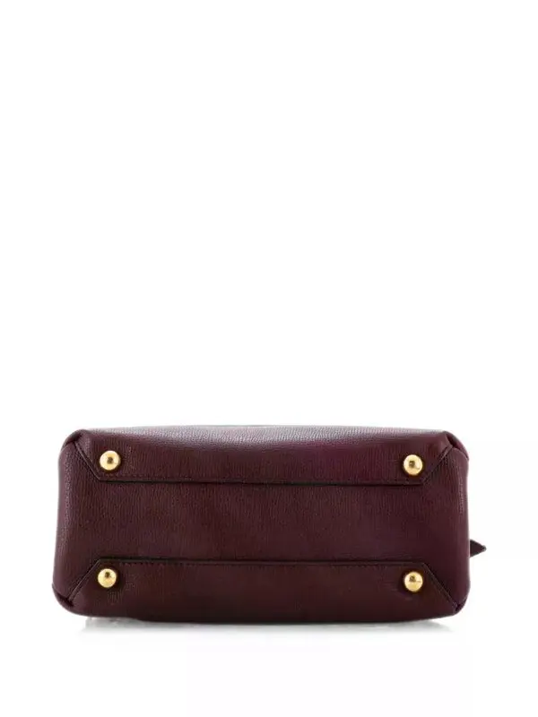 Burberry Banner Leather And House Check Canvas Small Tote Bag - Purple