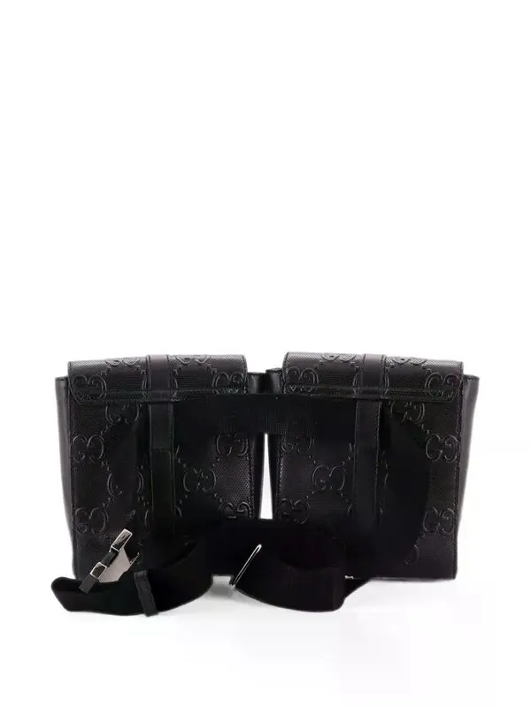 Gucci Double Gg Embossed Perforated Leather Belt Bag