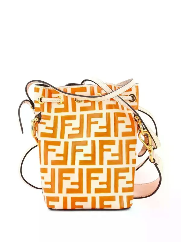 Fendi Mon Tresor Zucca Embossed Leather Mini Bucket Bag - Orange