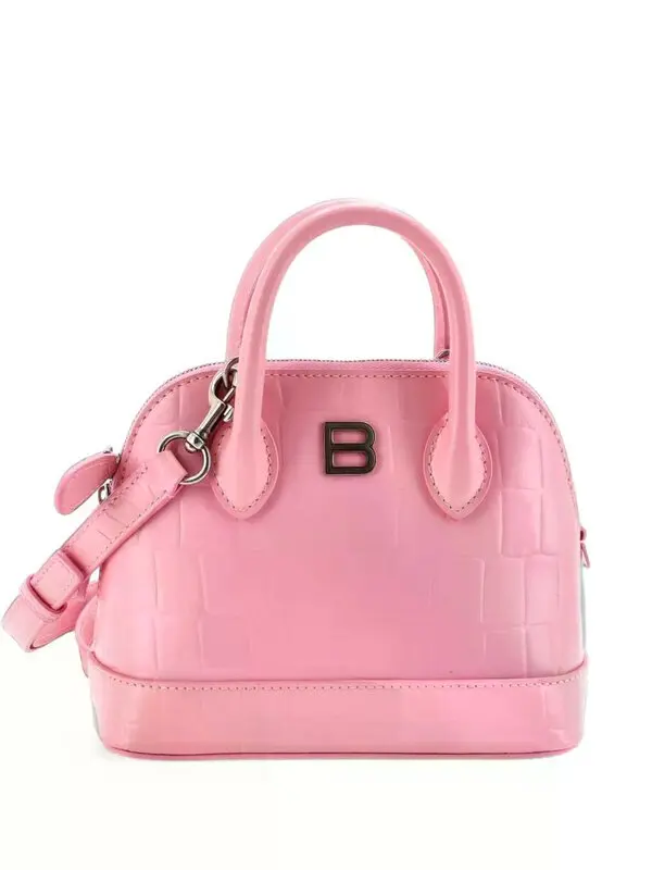 Balenciaga Ville Bag Crocodile Embossed Leather Xxs Satchel - Pink