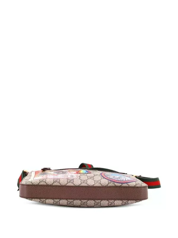 Gucci Gg Coated Canvas Messenger Bag With Applique