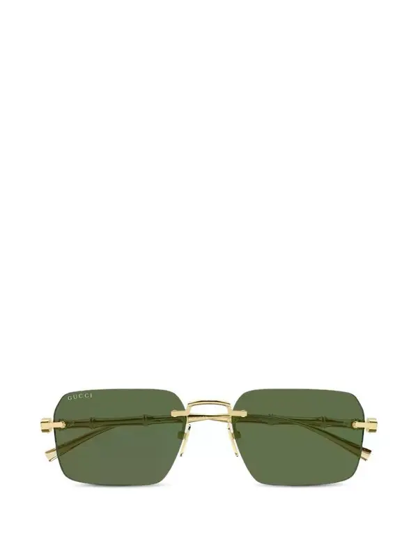 Gucci Rectangle Rimless Sunglasses - Green