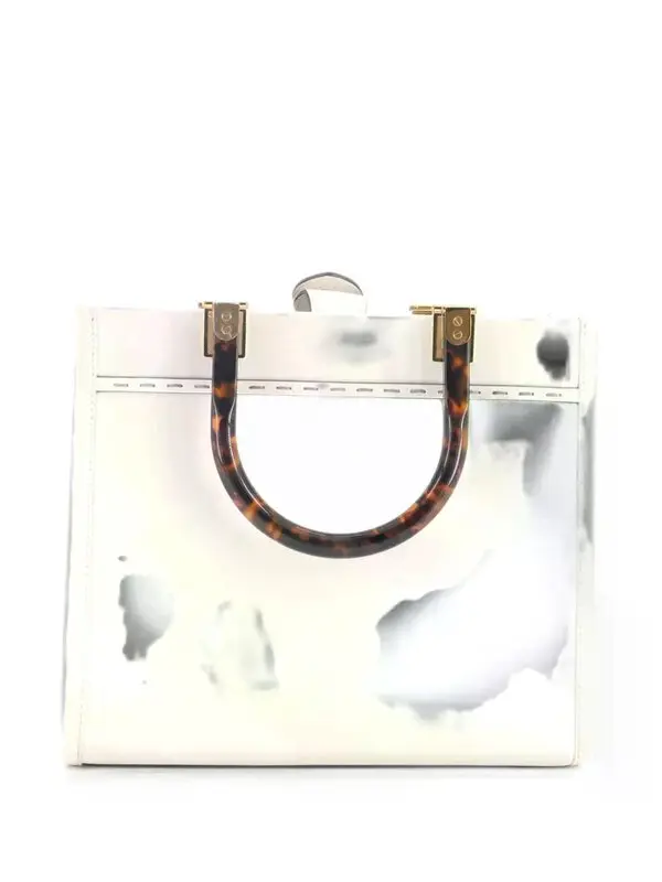 Fendi Sunshine Shopper Leather Small Tote Bag - White