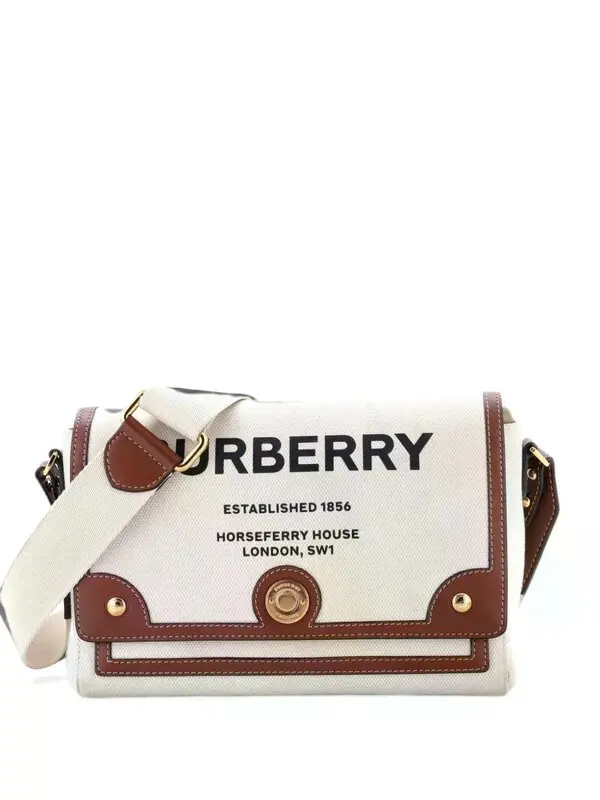 Burberry Note Canvas With Leather Medium Crossbody Bag - Neutrals