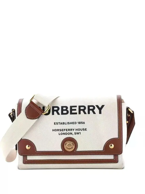 Burberry Note Canvas With Leather Medium Crossbody Bag - Neutrals