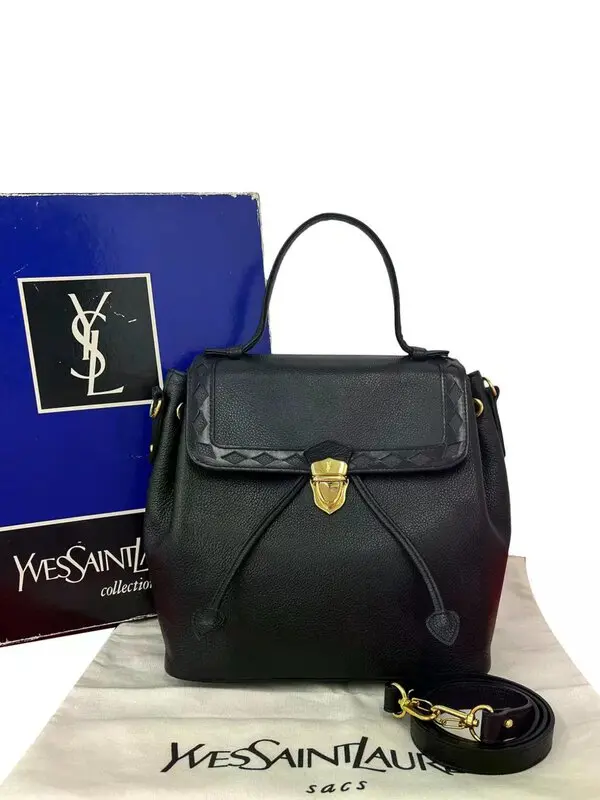 Saint Laurent 20th Century Pebbled Leather Cut Out Satchel