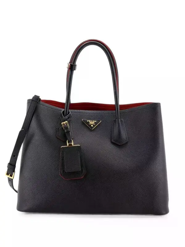 Prada Cuir Double Saffiano Leather Large Tote Bag - Black