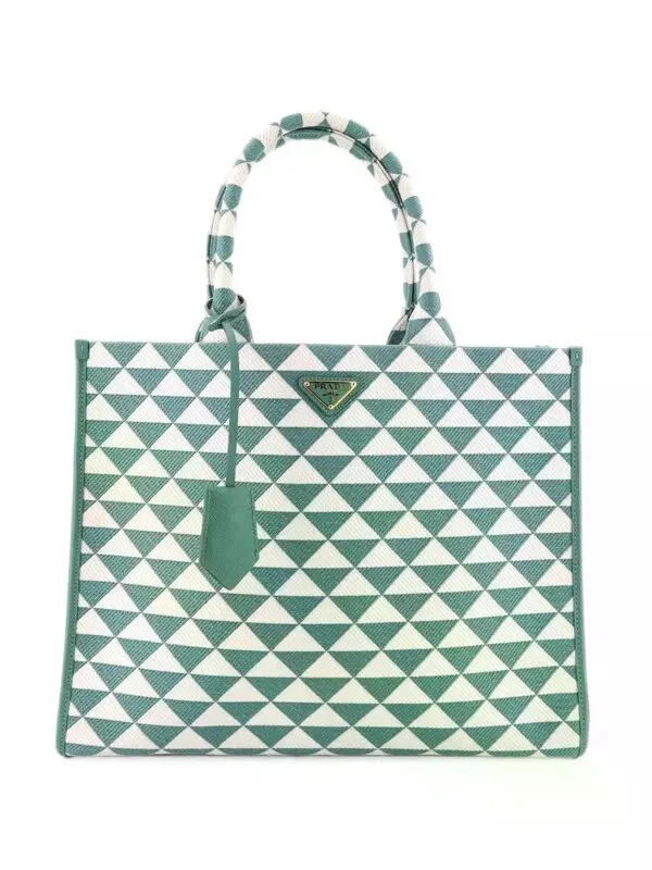 Prada Symbole Shopper Jacquard Large Tote Bag - Green