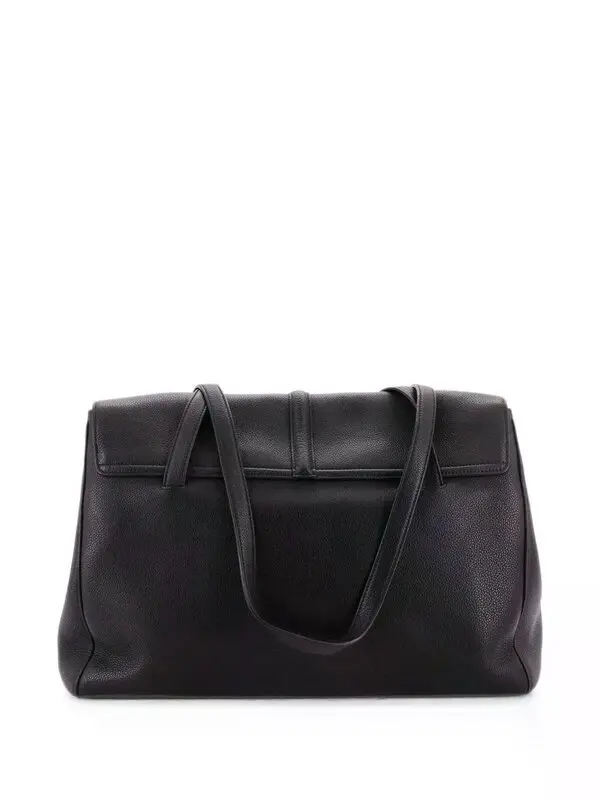 Celine Soft 16 Bag Grained Calfskin Large Shoulder Bag - Black