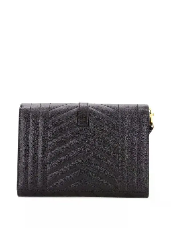 Saint Laurent Monogram Envelope Wristlet Clutch Bag - Black