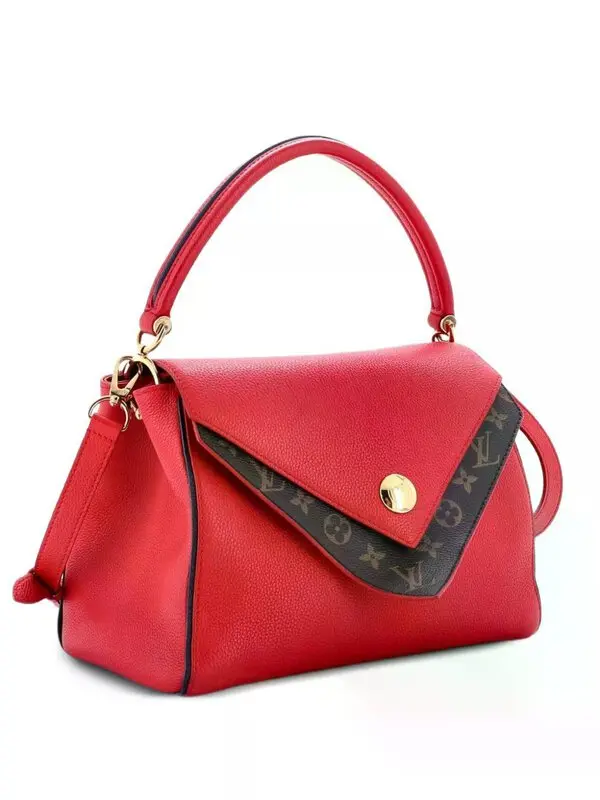 LOUIS VUITTON Double V Handbag Monogram Canvas Satchel - Red