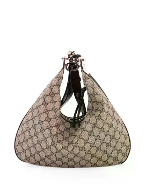 Gucci Attache Shoulder Bag Gg Coated Canvas Medium Hobo Bag