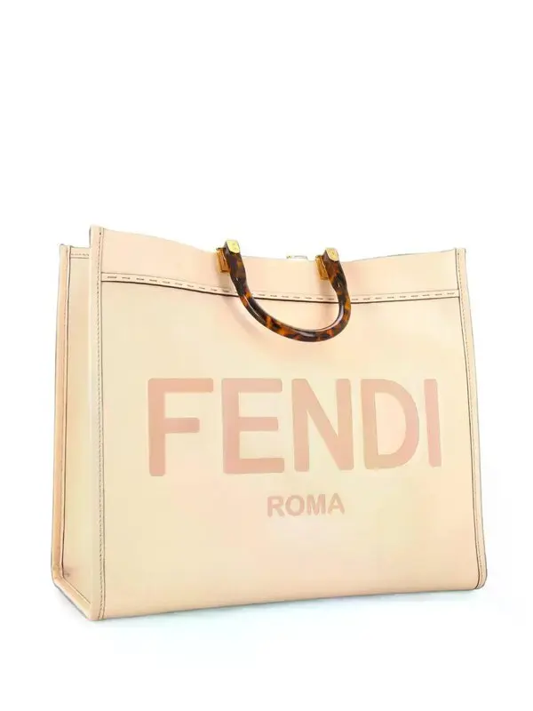 Fendi Sunshine Shopper Leather Large Tote Bag - Neutrals