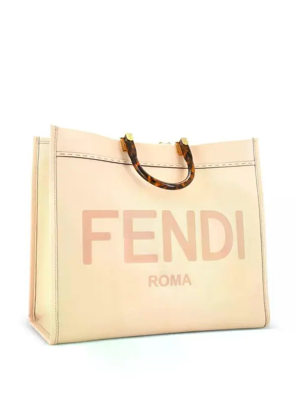 Fendi Sunshine Shopper Leather Large Tote Bag - Neutrals