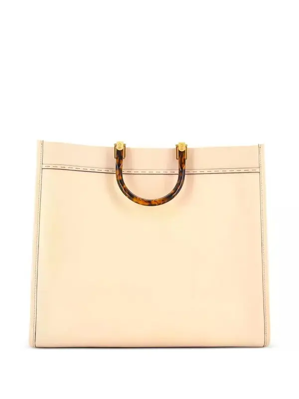 Fendi Sunshine Shopper Leather Large Tote Bag - Neutrals