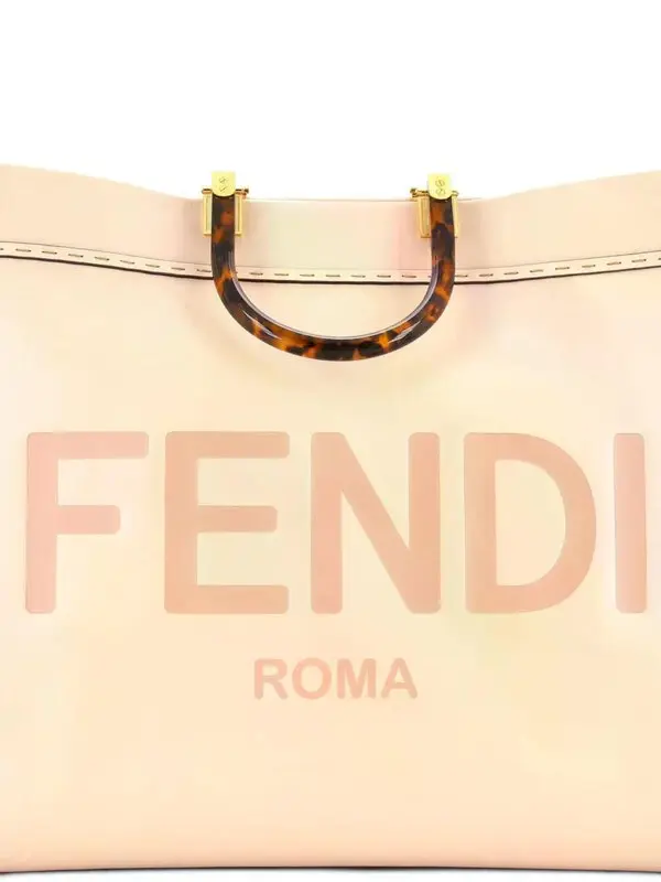 Fendi Sunshine Shopper Leather Large Tote Bag - Neutrals