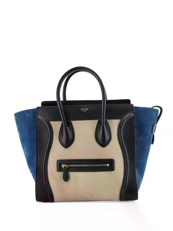 Celine Tricolor Luggage Bag Leather Mini Tote Bag - Black