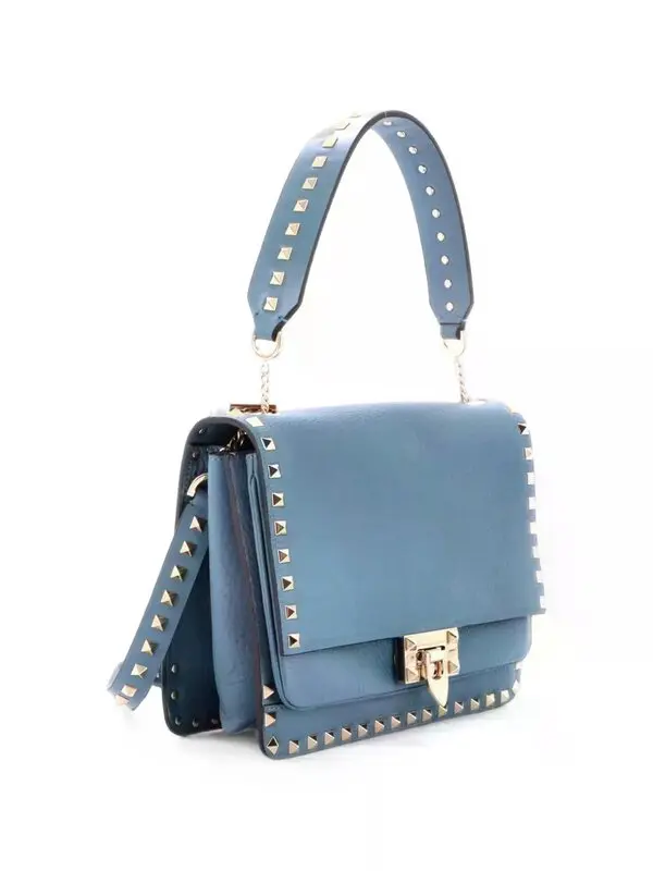 Valentino Garavani Rockstud Flip Lock Flap Top Handle Bag Leather Small Shoulder Bag