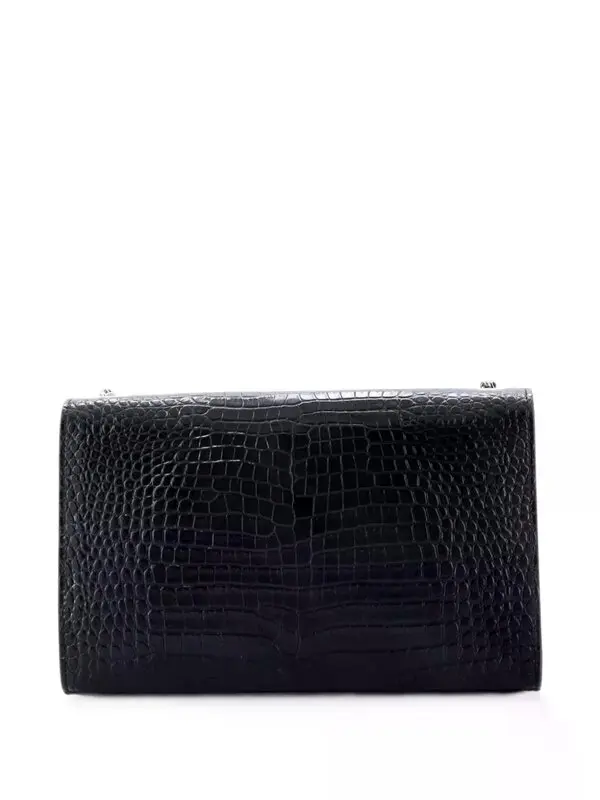 Saint Laurent Classic Monogram Tassel Crocodile Embossed Leather Medium Crossbody Bag