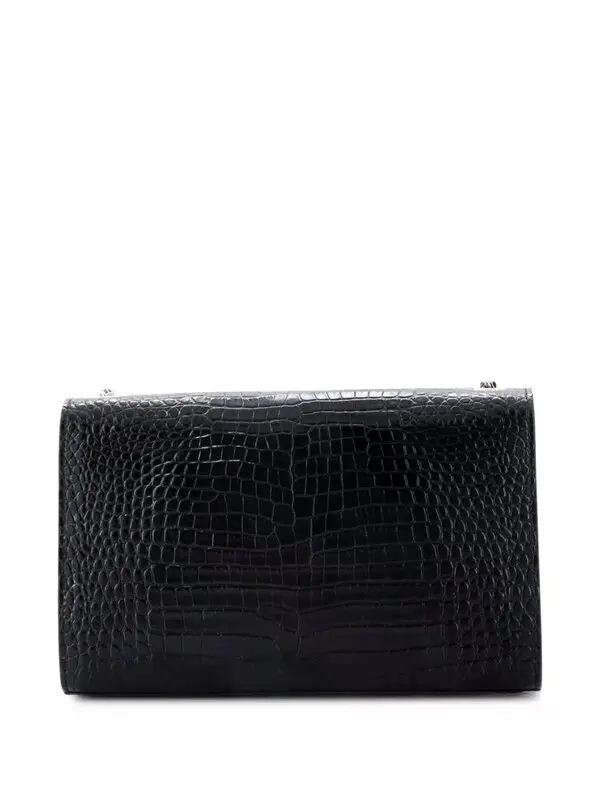 Saint Laurent Classic Monogram Tassel Crocodile Embossed Leather Crossbody Bag - Black