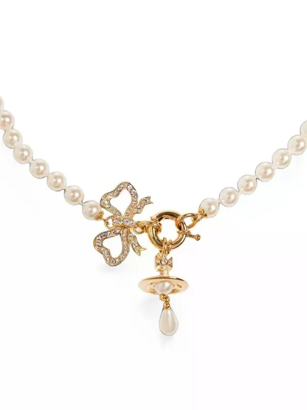 VIVIENNE WESTWOOD Rigoberta Orb Bow Necklace With Pearl Drop