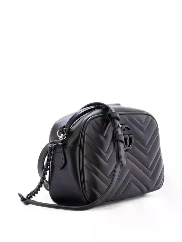 Gucci Gg Marmont Monochrome Shoulder Bag Matelasse Leather Small Crossbody Bag - Black