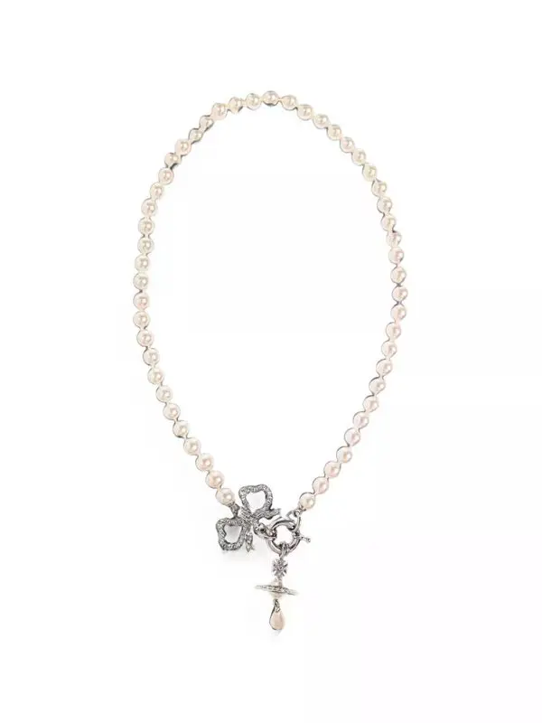 VIVIENNE WESTWOOD Rigoberta Orb-pendant Necklace With Faux Pearl Embellishments - Neutrals